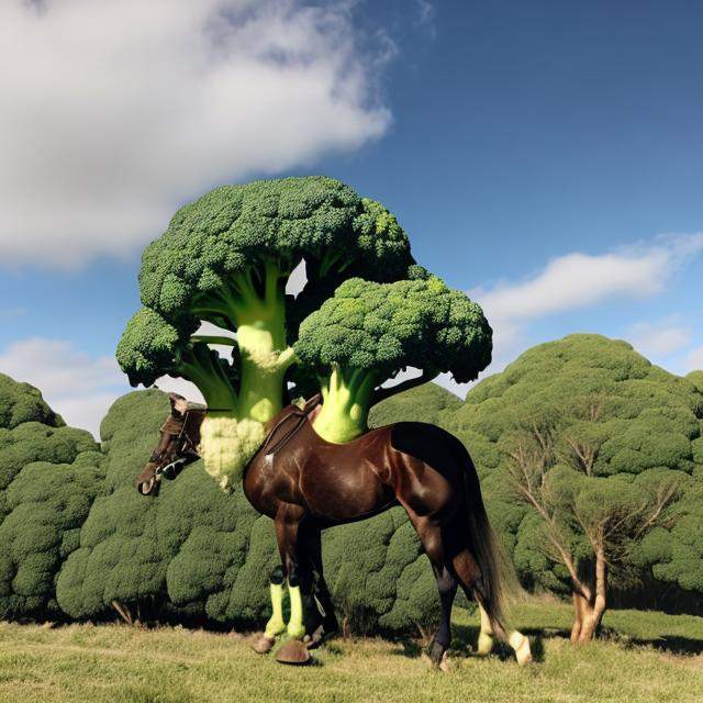 Broccoli riding a horse | OpenArt