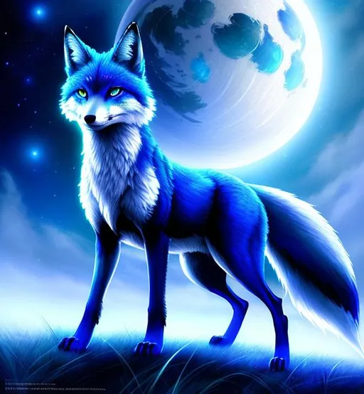 painting of human-inspired blue fox, full body, intr... | OpenArt