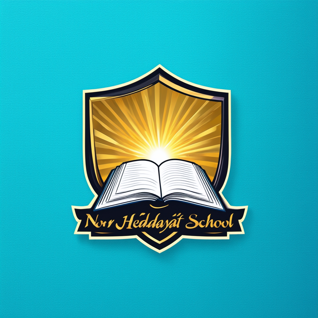 Design a bilingual school logo featuring an open boo...