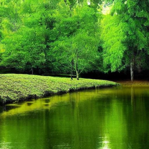 Art natural,Green, water, tree, pines Orange, wallpa... | OpenArt