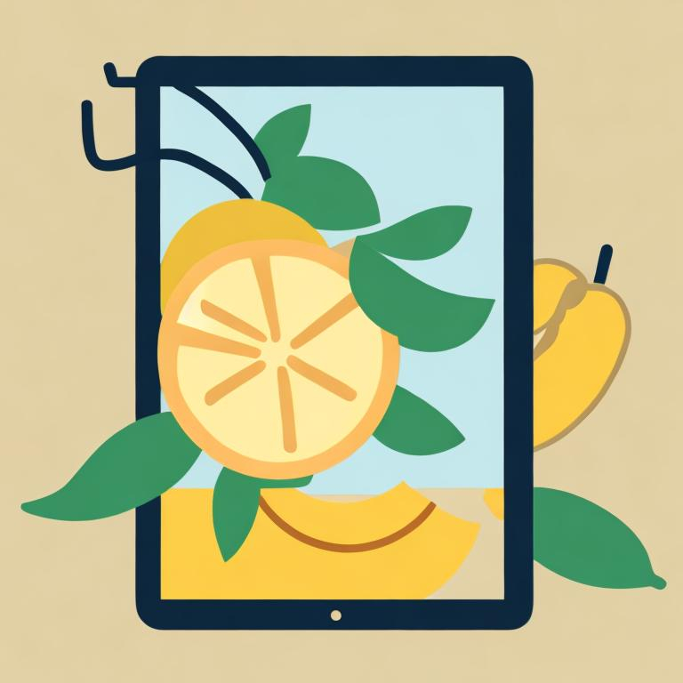 Illustrator 2D icon half lemon, ipad drawing
