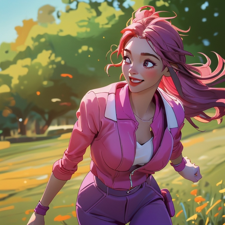 Happy Woman is trying out her new outfit