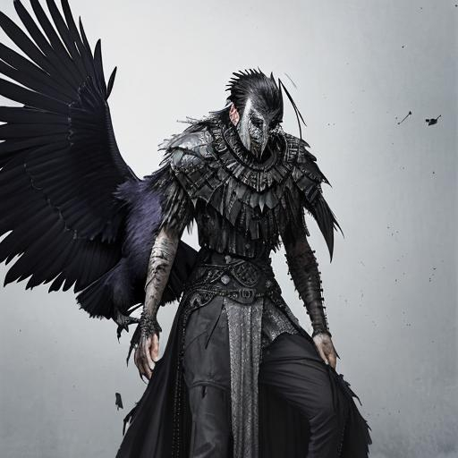 A hyperealistic Raven , embedded with silver shields... | OpenArt