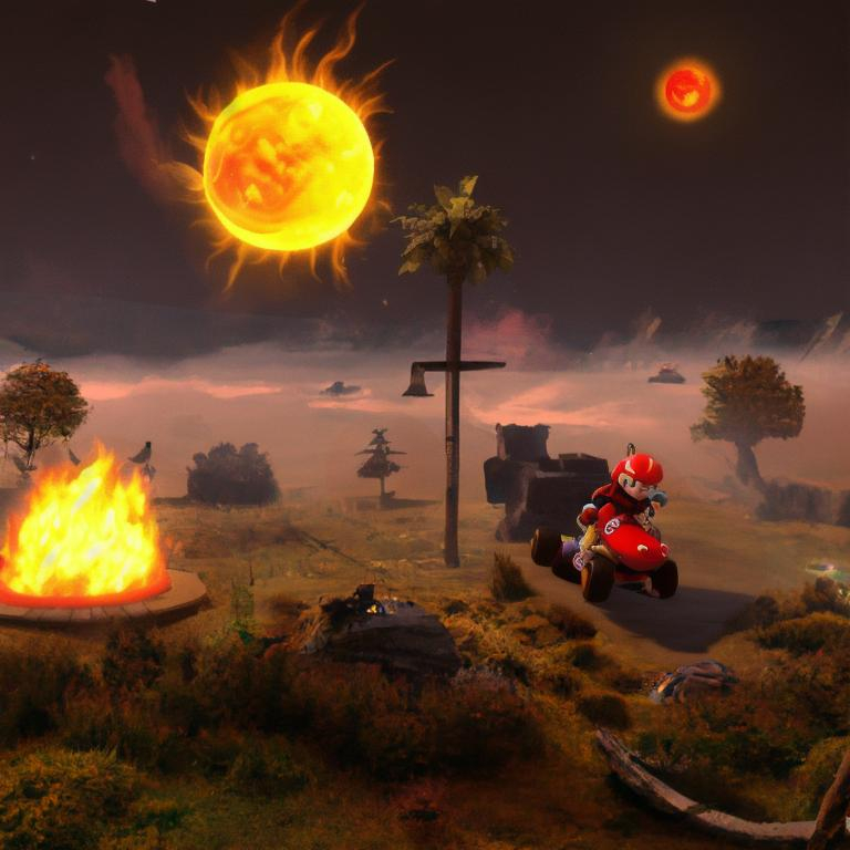 race mario kart burning fire blood sun x moon