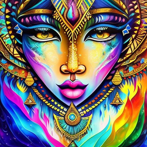 Dayak, colorful melting liquid gouache painting of s... | OpenArt