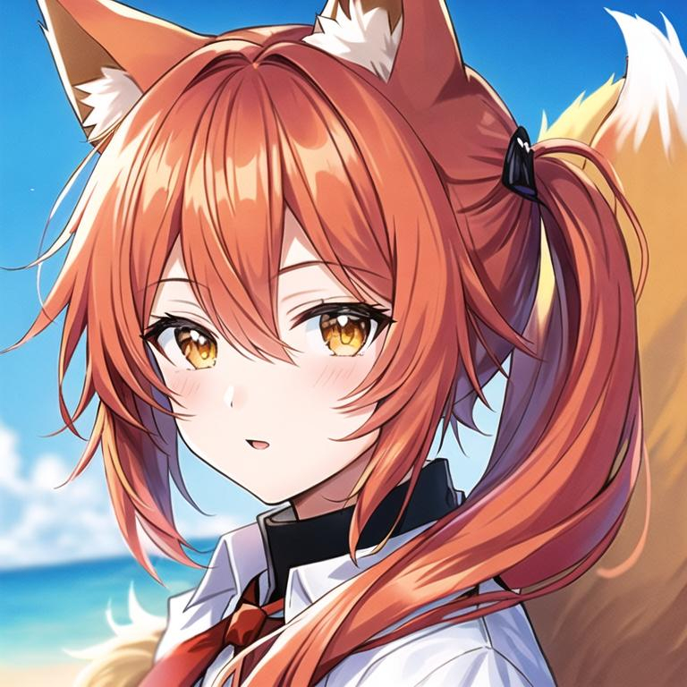 closeup portrait shot of a boy, catboy, fox tail, 🦊 | OpenArt