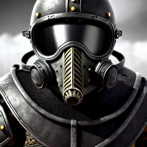centurion roman wearing a gasmask and goggles, Black... | OpenArt