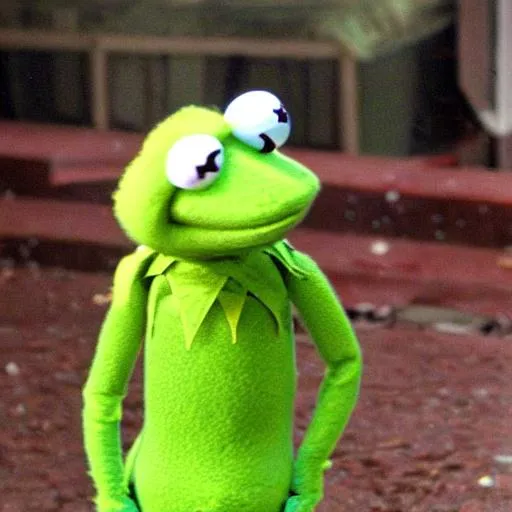 Kermit the frog wearing army helmet, in the Vietnam... | OpenArt