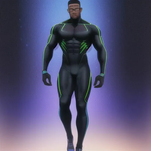 (full body shot) of a muscular black male android bo... | OpenArt