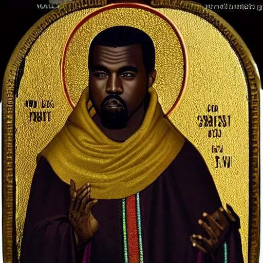 kanye west as an orthodox saint icon made of gold | OpenArt