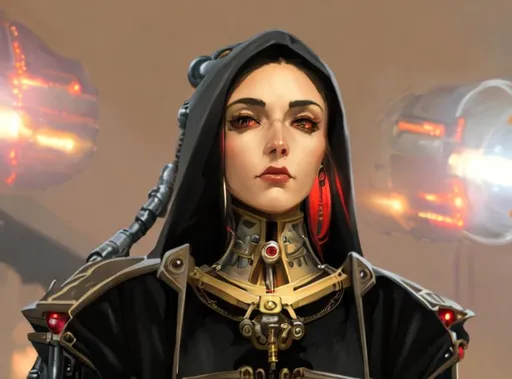 Full portrait, beautiful, female, adeptus mechanicus... | OpenArt
