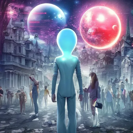 Imagine a world in 2075 where people have become ali...