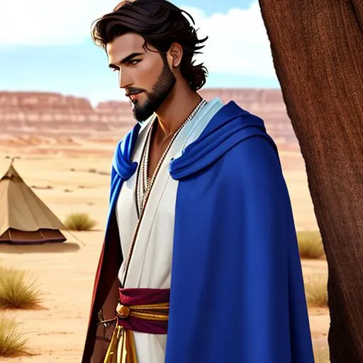 A tall old tan man and a young tan boy, both are wea... | OpenArt