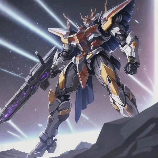 A white strike freedom gundam combine with Barbatos...
