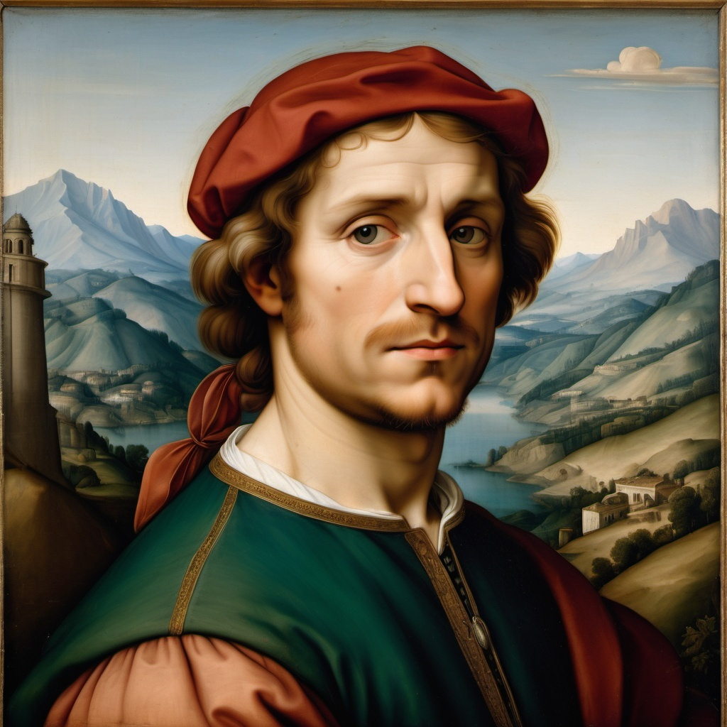 A painted portrait of a man in the style of Italian...