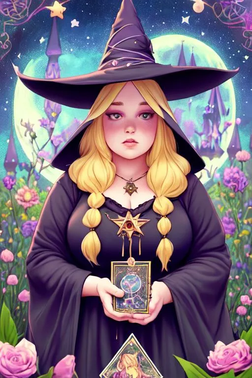beautiful plus size witch with long blonde hair, lar... | OpenArt