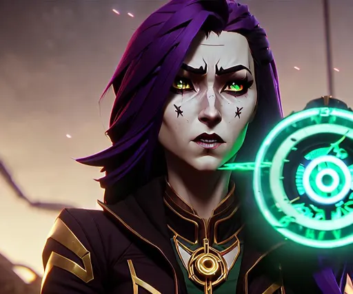 Woman with a Clock as one eye and the other eye is g... | OpenArt