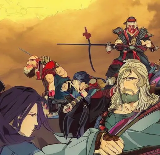Anime war scene graphic High detail Samurai warrior... Anime war scene graphic High detail Samurai warrior...