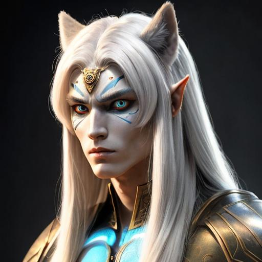 humanoid, male, wide nasal bridge, long bestial hair...