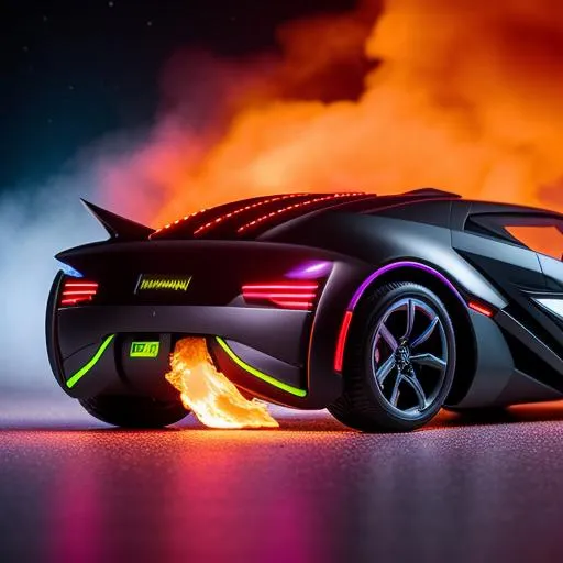 Futuristic mega Batman car on fire and ice cosmic sp... | OpenArt