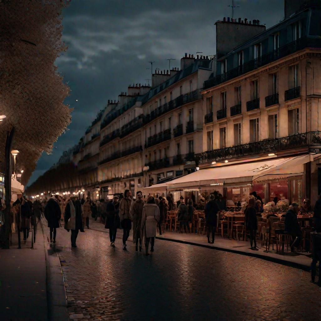 A street scene in Paris, taken at dusk with a Fujifi...