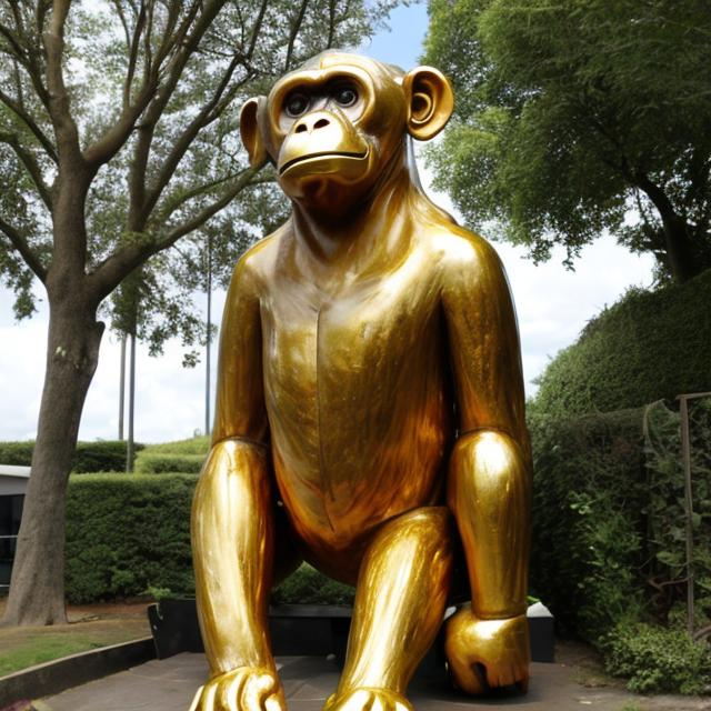 giant golden chimp statue
