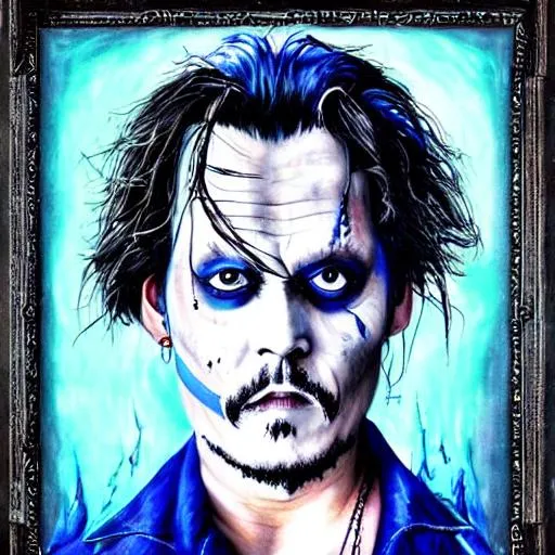 Jonny Depp, Sweeney Todd, blue hues, angry, detailed... | OpenArt