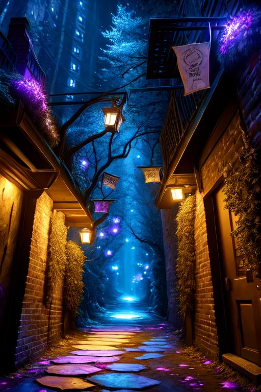 magical fantasy forest graffiti in new york alleyway... | OpenArt