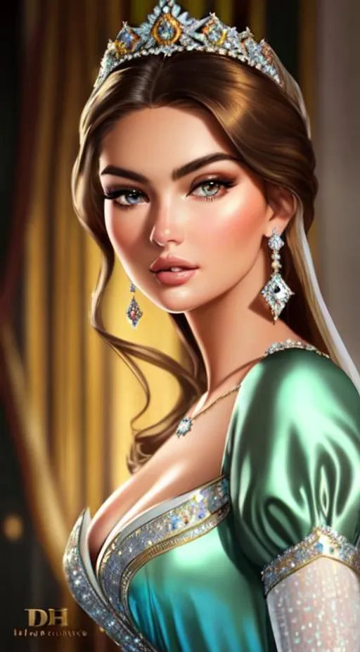 a realistic feminine elegant princess, HD, dark hair... | OpenArt