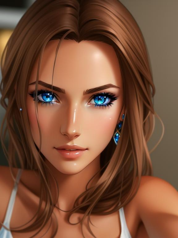 Semi Realistic Anime Girl Skin Highlights Hair Hig