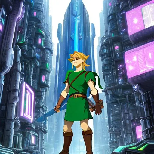 link in a futuristic city | OpenArt