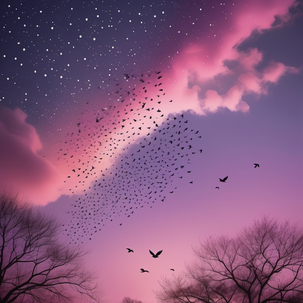 Dusky sky with a background color of pink & purple a...