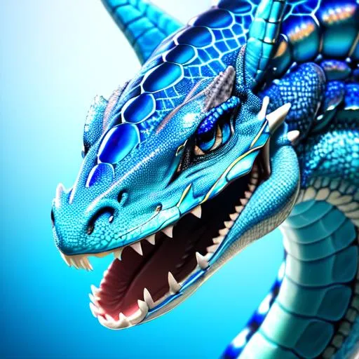 a face shot of a blue aquatic dragon with cyan marki... | OpenArt