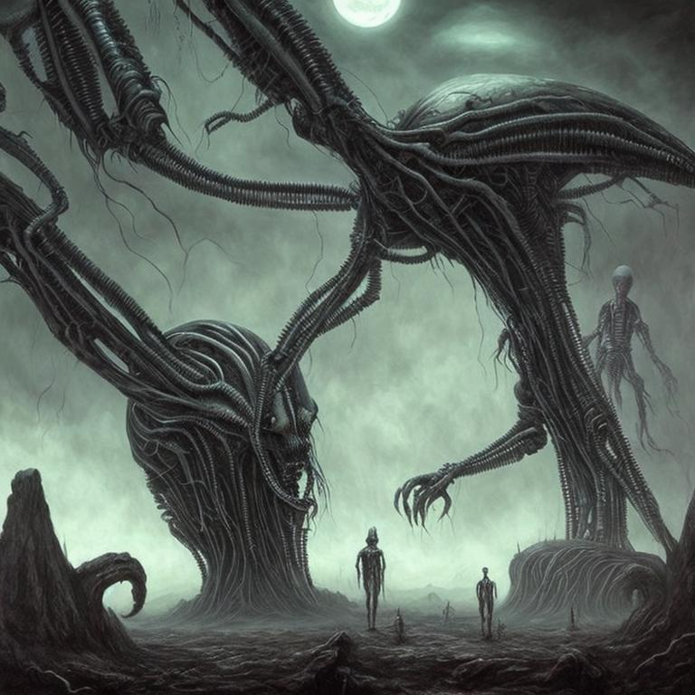 alien realm, painting, creepy, nightmare, | OpenArt