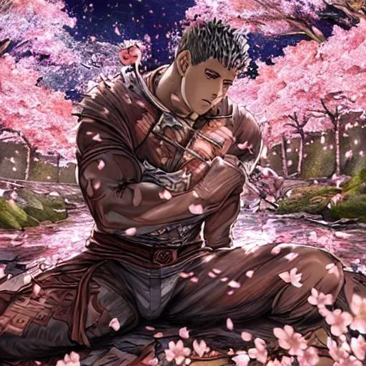 Guts from berserk relaxing underneath the moonlight... | OpenArt