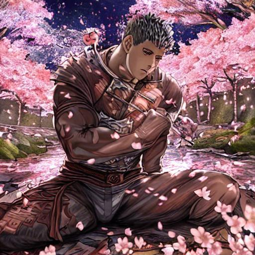 Guts from berserk relaxing underneath the moonlight...