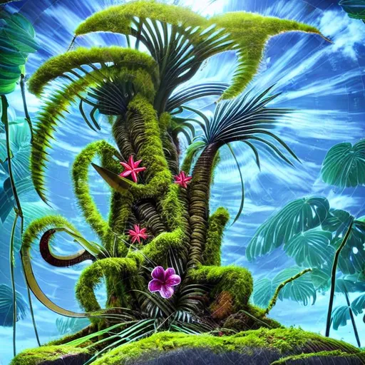 strange planet, whimsical creatures, tropical flower... | OpenArt