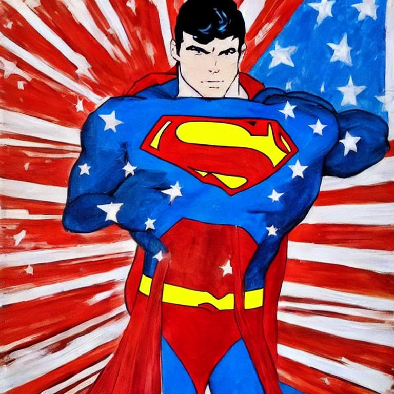 Paint a super man with a American flag | OpenArt