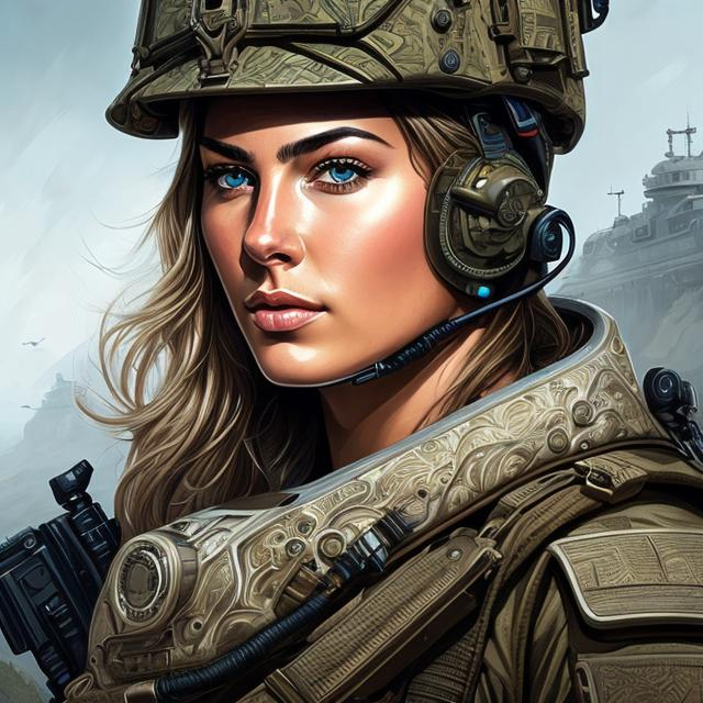 hyperrealistic portrait of female tank commander| fu...