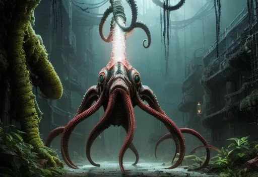 sci fi,, lovecraftian creature, horror, alien squid...