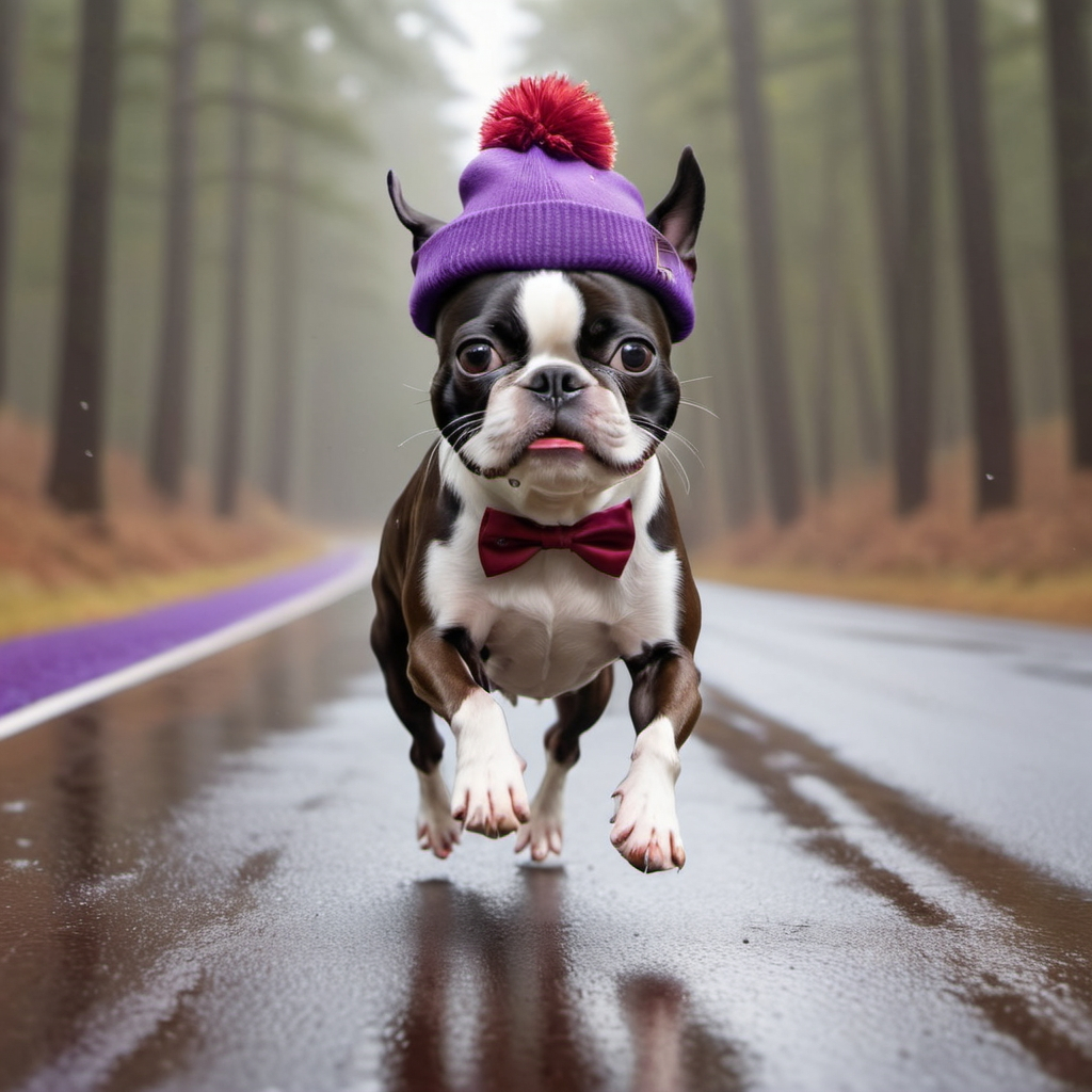 Animated Boston Terrier in a silver tuxedo, and a re...