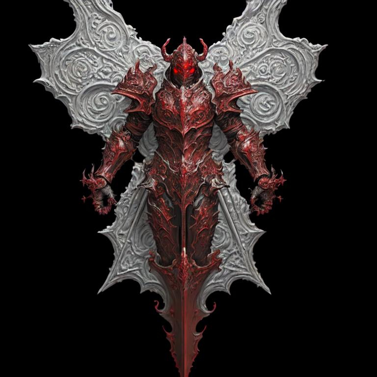 In Demonic crimson Armor, Full HD render + immense d... | OpenArt