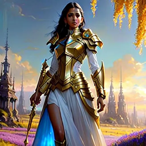 beautiful Jedi from Star Wars in a metal corridor, m...