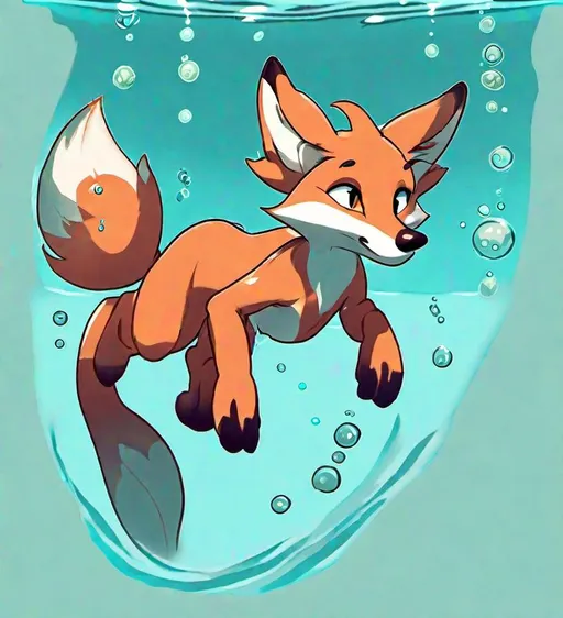 Anthro fox swimming underwater | OpenArt