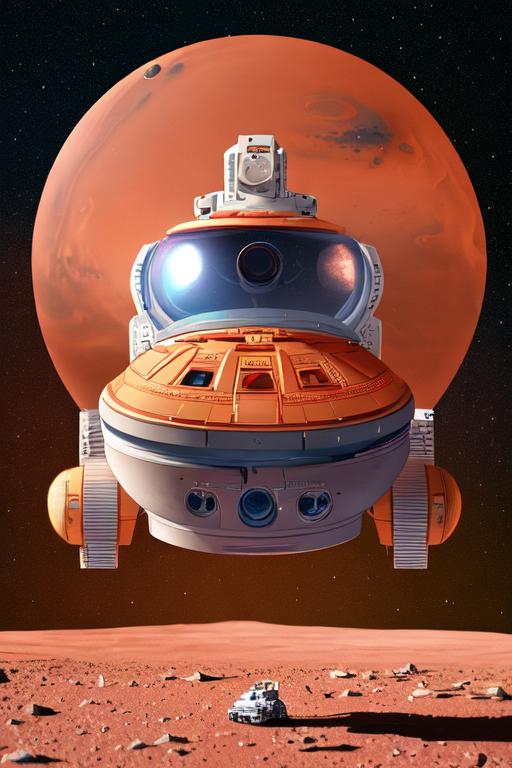 space ship floating in the space, Mars, vintage, lo... | OpenArt