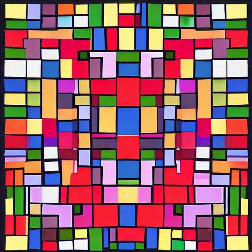 Many tangled squares of different colours. In the m... | OpenArt