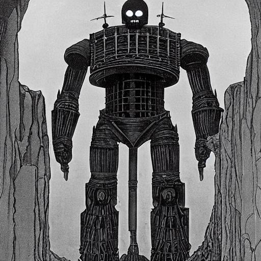 The iron Giant standing center frame, flanked by two... | OpenArt