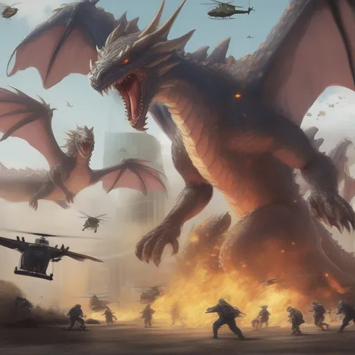 concept art of kaiju wyvern dragon rearing up and fi... | OpenArt