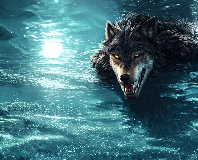 a werewolf swimming underwater, cgsociety, video art...
