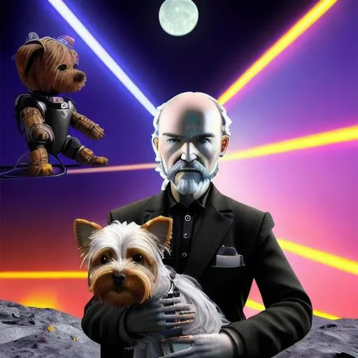 image of cyborg Thomas hobbes with robot yorkie terr... | OpenArt